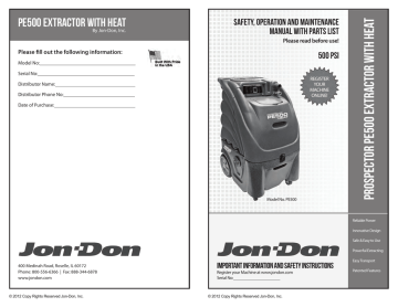 Prospector PE500 Extractor With Heat | Manualzz