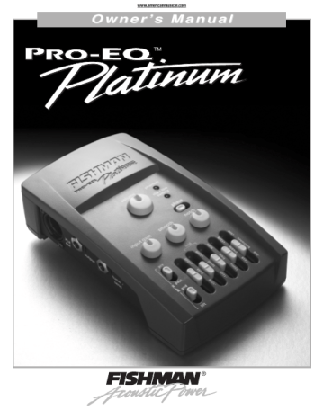 Fishman PRO-EQ PLATINUM BASS Owner's Manual | Manualzz