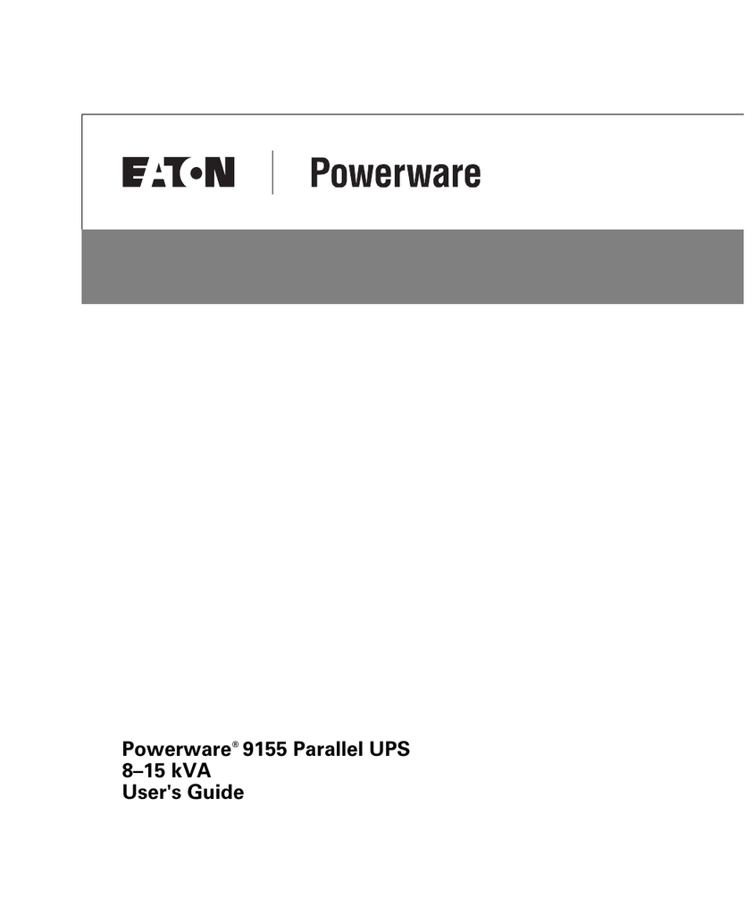 Eaton Powerware 9155 User manual | Manualzz