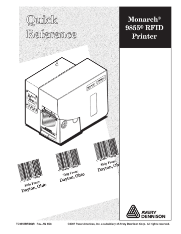 Paxar Monarch 9855 RFID Quick Reference | Manualzz