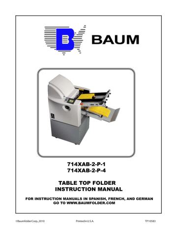 Baumfolder BAUM 714XA Operation Manual | Manualzz