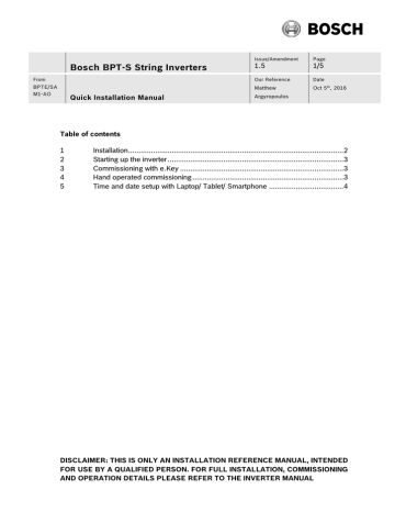 Bosch String Inverters BPT-S Quick Installation Manual | Manualzz