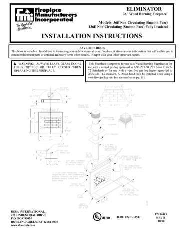 FMI 36E Fireplace Installation instructions | Manualzz