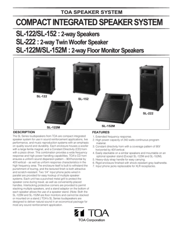 TOA SL-122 Specification Sheet | Manualzz