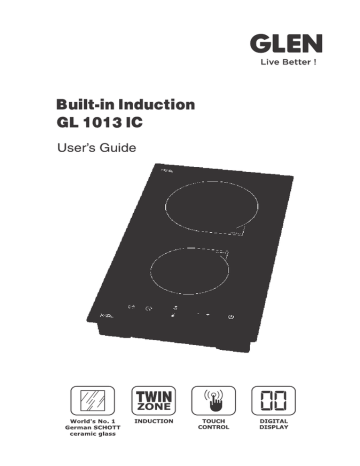Glen Induction Hob BH 1013 IC Manual | Manualzz