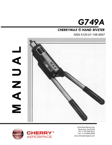 Cherry Aerospace G749A CherryMAX Hand Riveter Installation Manual ...