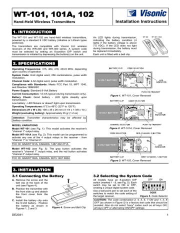 Visonic WT-101 Installation instructions | Manualzz