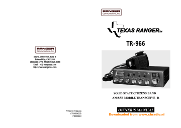 Texas Ranger TR-966 Owner's Manual | Manualzz