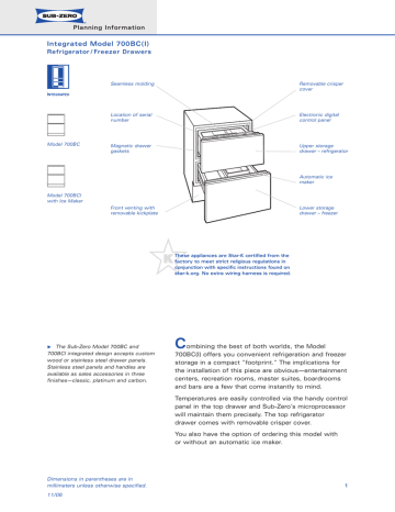 Sub-Zero 700BCI Specifications | Manualzz