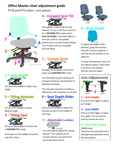 Office Chair PT78, PT74, KR445, KR200 User Guide | Manualzz