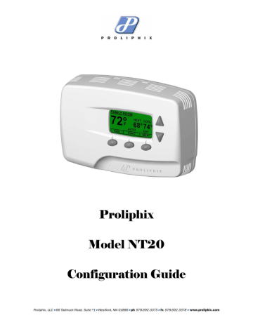 Proliphix thermostat NT20 Configuration Guide | Manualzz