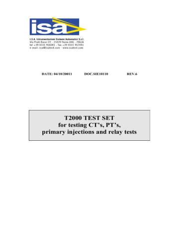 Test Set T2000 T2000 User Manual | Manualzz