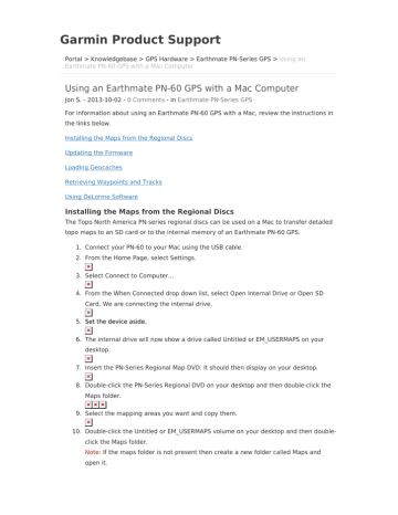 Using an Earthmate PN-60 GPS with a Mac Computer | Manualzz