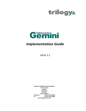 Trilogy Intercom Gemini Implementation Guide | Manualzz