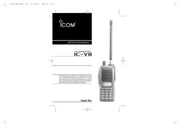 Icom IC-V8 Instruction Manual | Manualzz
