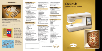 Baby Lock Crescendo Quilting & Sewing Machine Quick Manual | Manualzz
