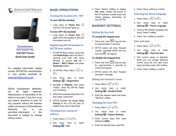 Grandstream DP750X1 DP720X5 Telephones & Accessory User guide | Manualzz