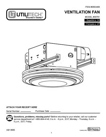 Utilitech 00761 User's Manual | Manualzz