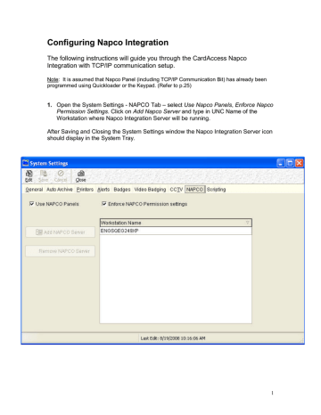 Napco Integration User Manual | Manualzz