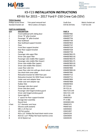 K9 F-23 Installation Instructions | Manualzz
