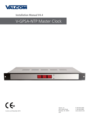 Valcom V-GPSA-NTP Master Clock Installation Manual | Manualzz