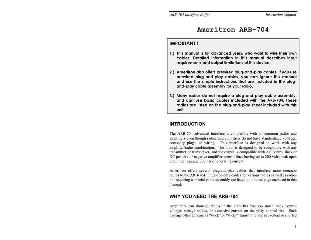 Ameritron ARB-704 | Manualzz