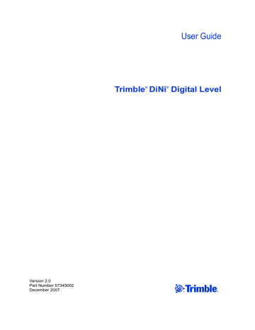 Trimble DiNi Digital Level User Guide | Manualzz