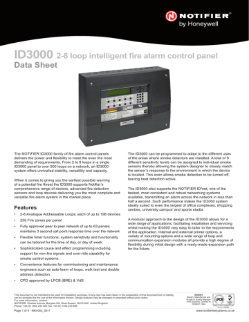 Notifier 020-038-009 Data Sheet | Manualzz