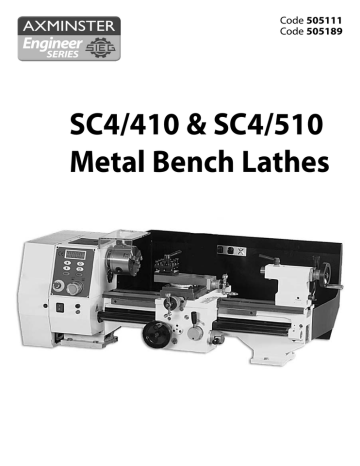 Axminster SC4 410 & SC4 510 Metal Bench Lathe User Manual | Manualzz