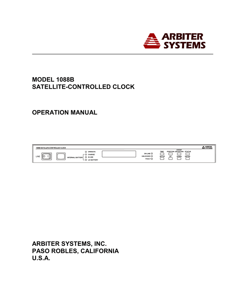 Arbiter Systems 1088B GPS Clock Manual | Manualzz