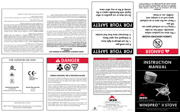 MSR WindPro II Stove Instruction Manual | Manualzz