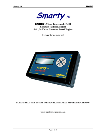 Micro Tuner Smarty JR S-JR Instruction Manual | Manualzz