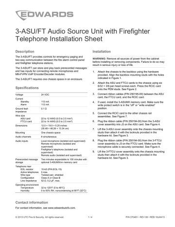 EDWARDS 3-ASU/FT Installation Sheet | Manualzz