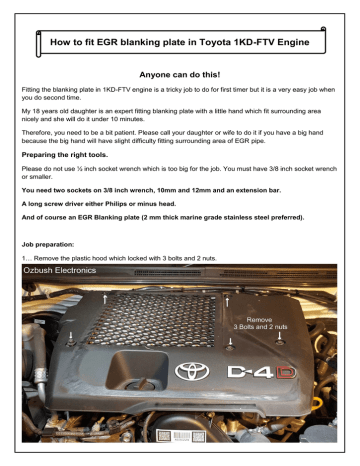 EGR Blanking Plate 1KD-FTV - Instructions | Manualzz