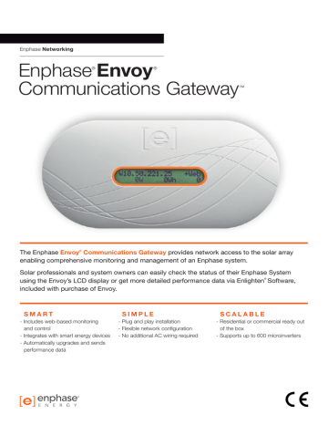 Enphase Envoy Datasheet | Manualzz