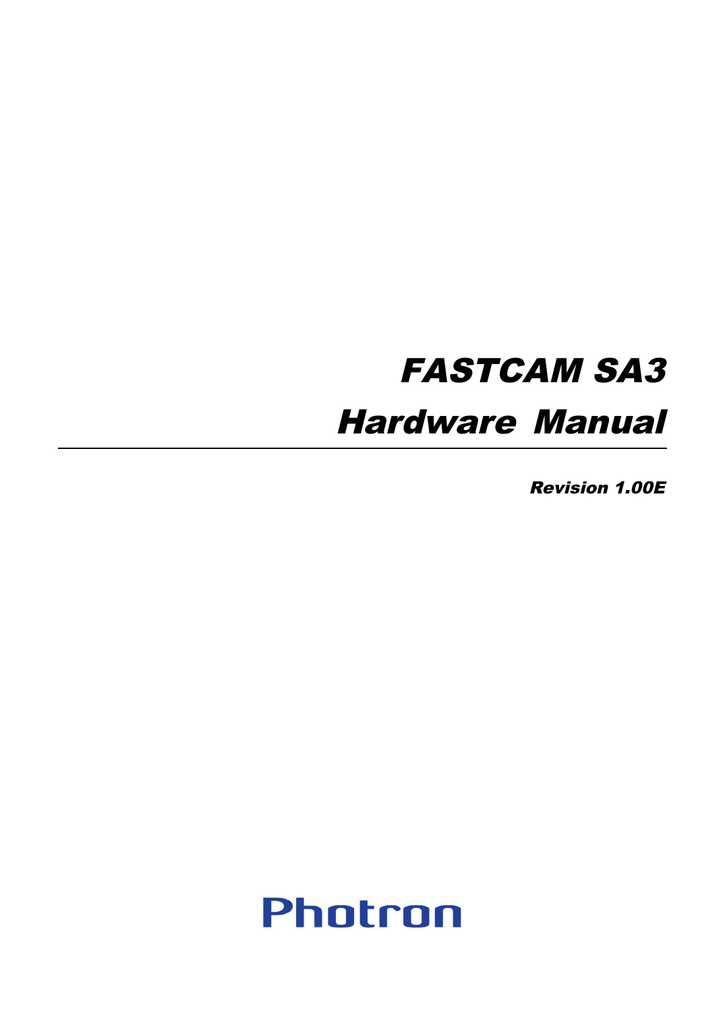 Photron Fastcam SA3 Hardware manual | Manualzz