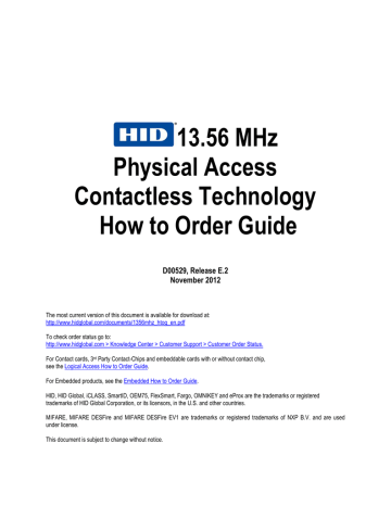 HID 13.56 MHz Smart Card Reader How to Order Guide | Manualzz