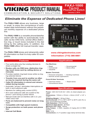 VIKING Phone/Fax Switch FAXJ-1000 | Manualzz