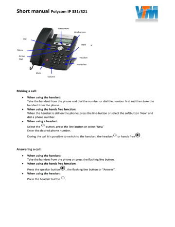 Polycom SoundPoint IP 321 Short Manual | Manualzz