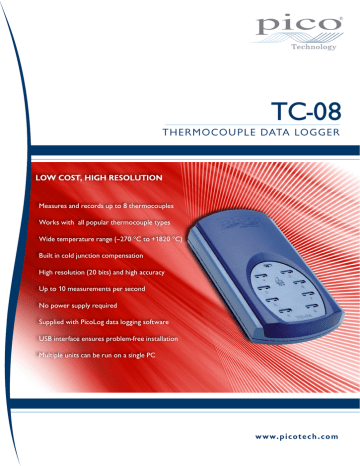 Pico TC-08 Data Sheet | Manualzz