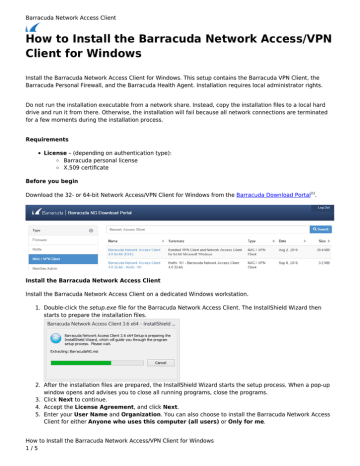 Barracuda Network Access Client Installation Guide | Manualzz