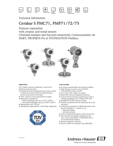 ENDRESS+HAUSER Cerabar S PMP71 Technical information | Manualzz