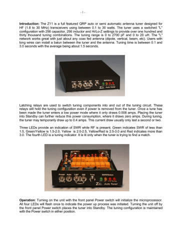Antenna Tuner Z11 User Manual | Manualzz