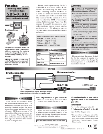 Futaba SBS-01RB RPM Sensor Instruction Manual | Manualzz