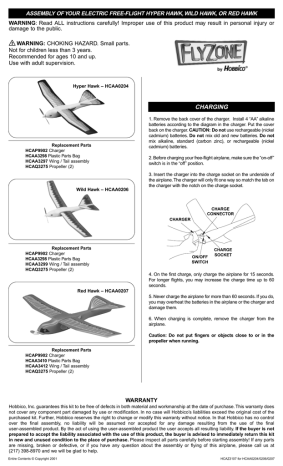 Flyzone Red Hawk – HCAA0207 Assembly Manual | Manualzz