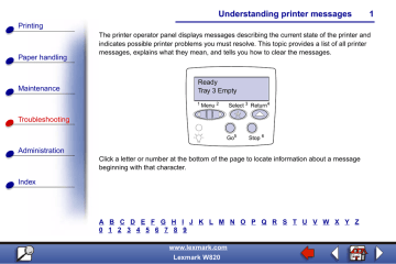 Lexmark W820 Understanding Printer Messages - User Manual | Manualzz