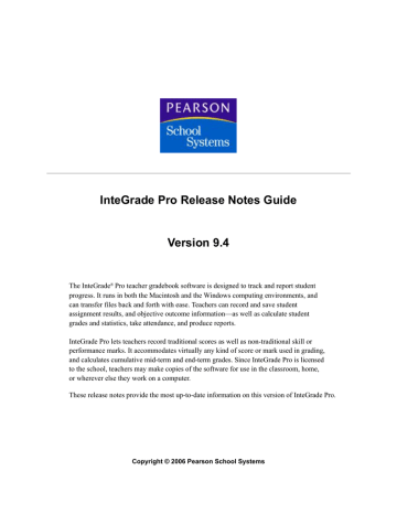 InteGrade Pro 9.4 Release Notes Guide | Manualzz