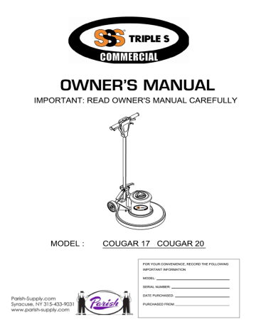 SSS / Viper Floor Machine Parts List | Manualzz