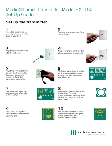 Merlin@home® Transmitter Model EX1150 Set Up Guide | Manualzz