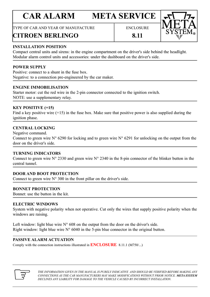 Meta Car Alarm Wiring Diagram - Wiring Diagram